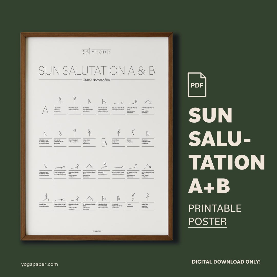 Sun Salutation A B Poster: Sanskrit Yoga Poses (PDF Chart) - Etsy