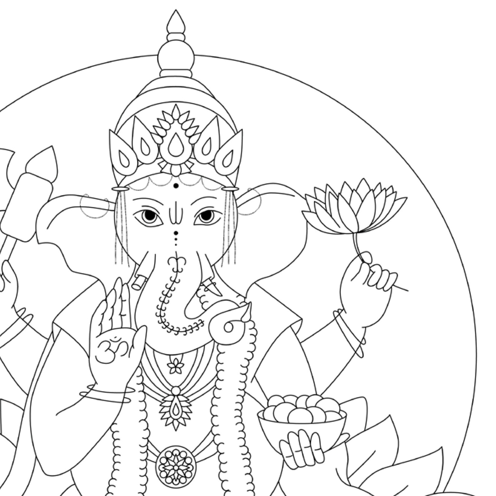Ganesha Line Art Postcard: Hindu God Drawing, Yoga Gift (PDF) - Etsy