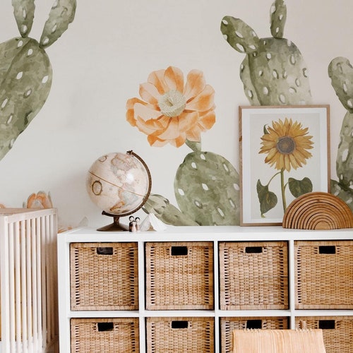 Watercolor Cactus Wall Mural Desert Theme Nursery Wallpaper - Etsy