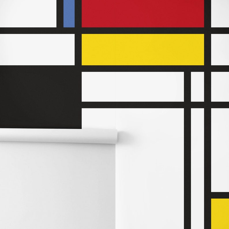 Color Block Print Removable Wallpaper, Retro Style Wall Mural in Peel ...