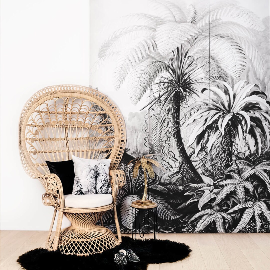 Vintage Tropical Design Removable Wallpaper, Retro Jungle Botanical ...