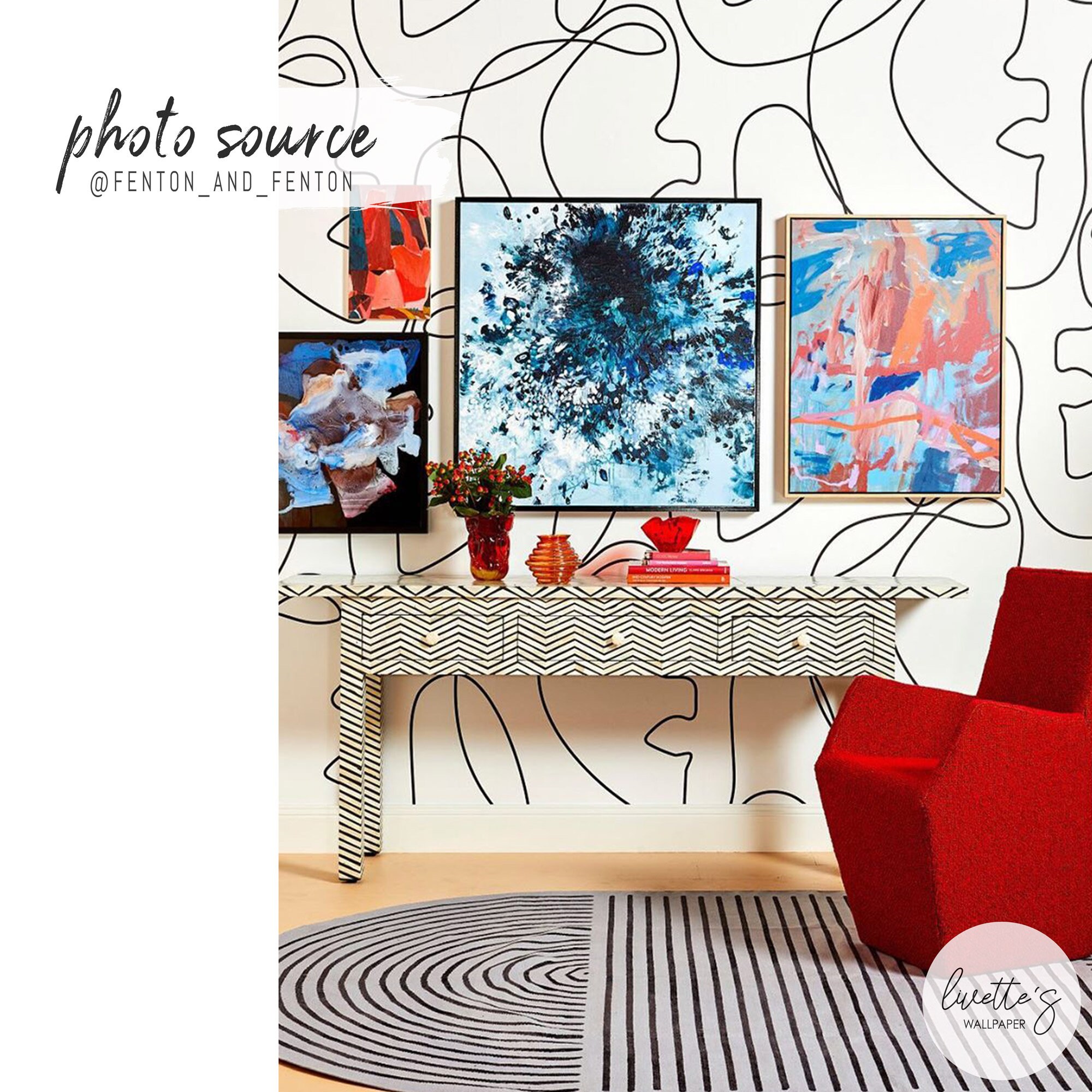 Line Art Minimal Design Removable Wallpaper Wall Mural Art - Etsy