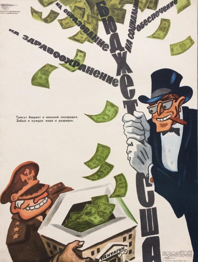 Soviet Vintage 1970's Original Soviet Propaganda Poster Russian Poster ...