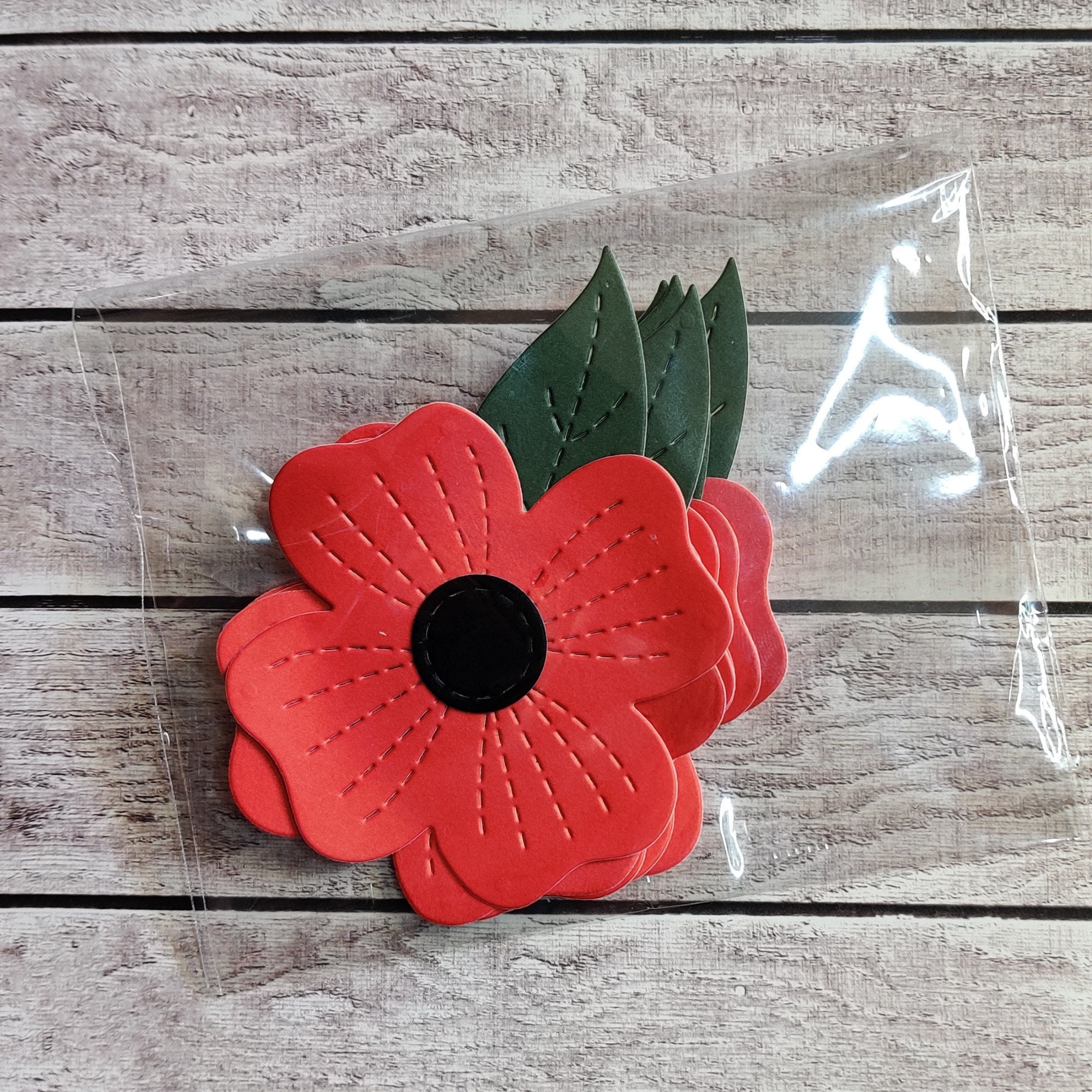 Bundle of 6 Cardstock Poppies Die Cut Embellishments Poppy Anzac Day ...