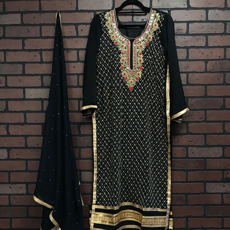 Black and Gold Churidar - Etsy