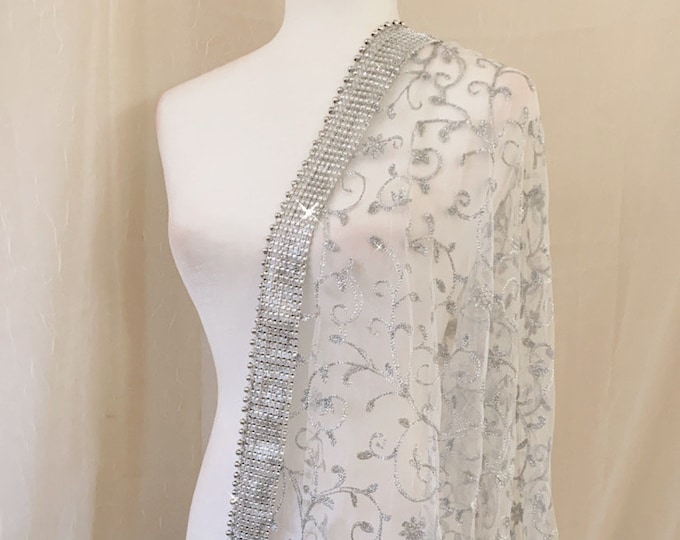 Silver Embroidered Dupatta - Etsy