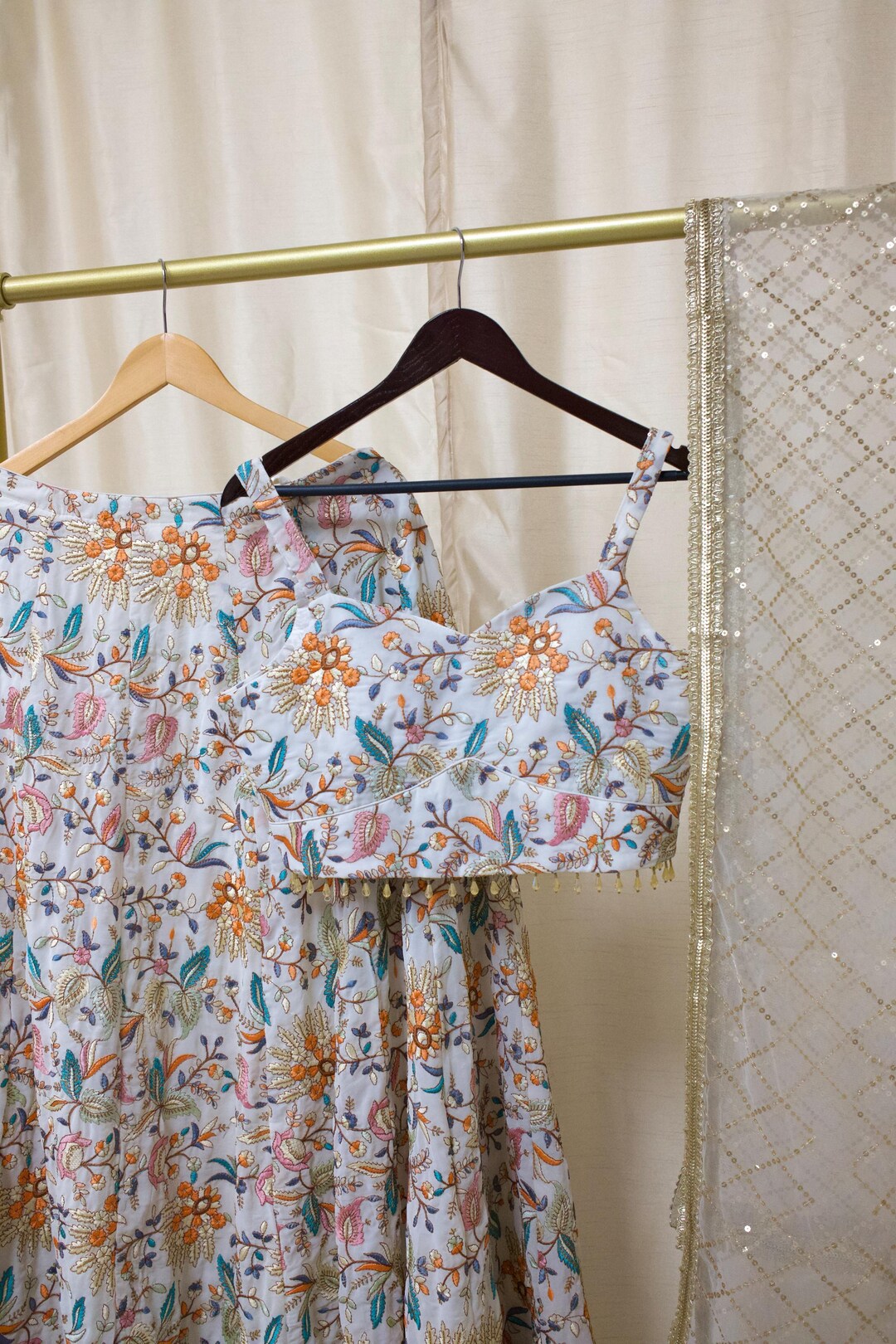 Off White Peach and Pink Multi-color Embroidered Lehenga Choli - Etsy