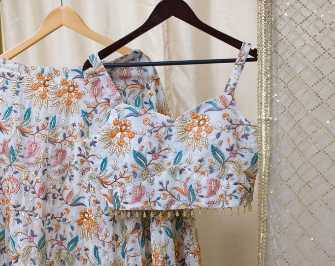 Off White Peach and Pink Multi-color Embroidered Lehenga Choli - Etsy