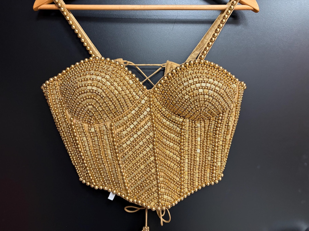 Heavy Golden Bead Work Corset Blouse - Etsy