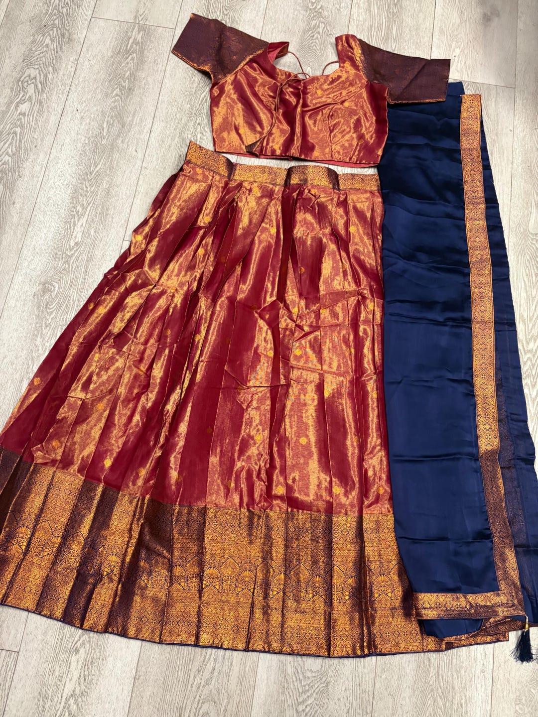 Traditional Semi Silk Half Saree With With Stitched Blouse - Etsy