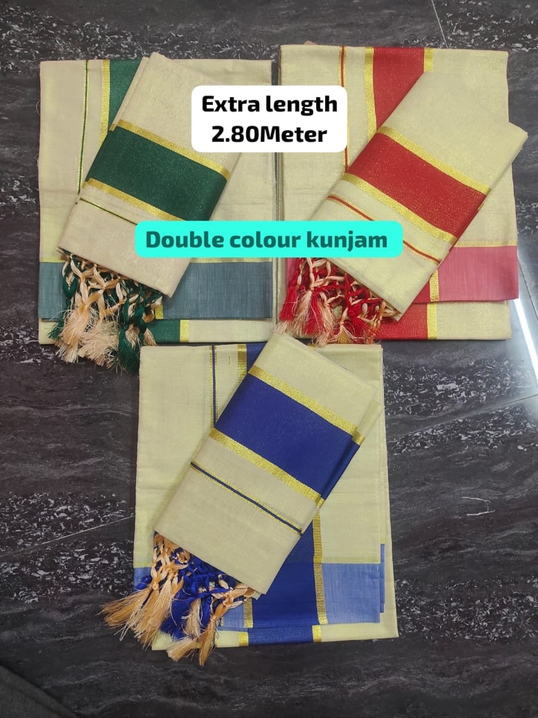 Traditional Kerala Tissue Set Mundu ( Red & Blue Colors Available) - Etsy