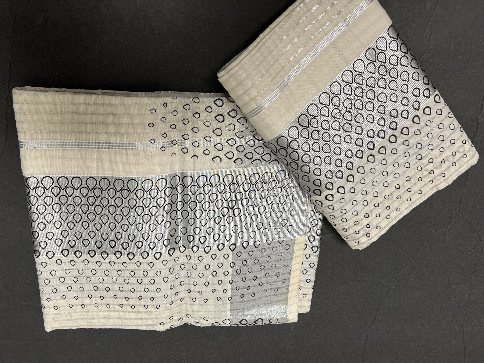 Traditional Kerala Silver Tissue Set Mundu With Black Border - Etsy