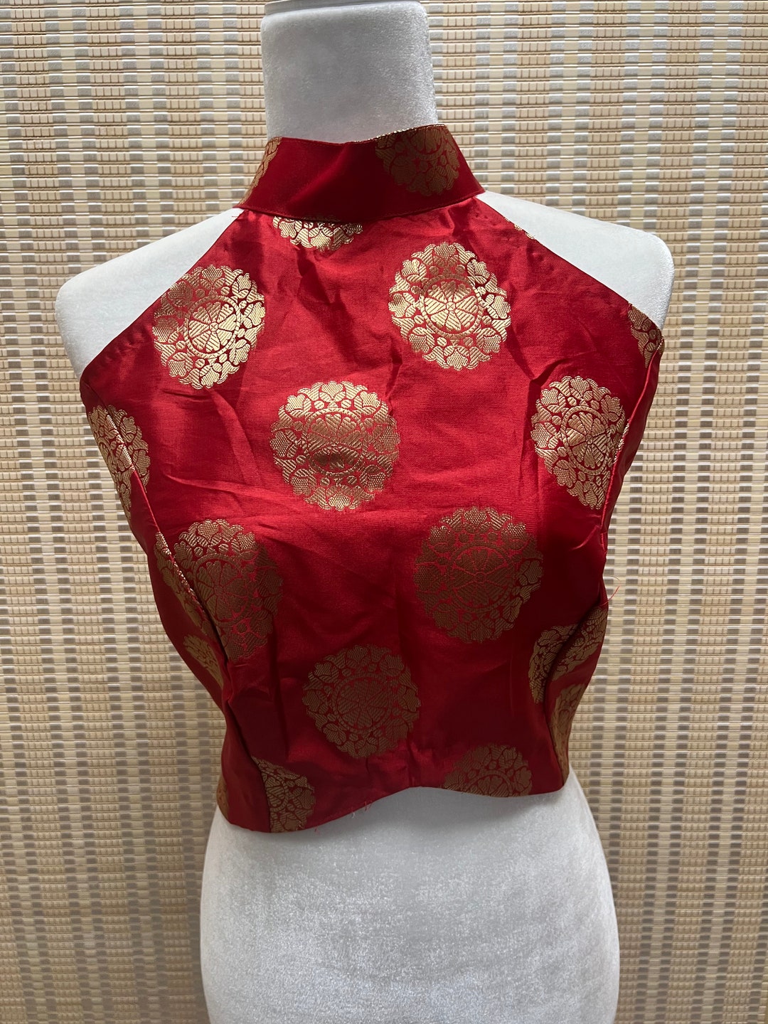 Halter Neck/ Indian Saree/ Lehenga Choli Brocade Red Blouse - Etsy