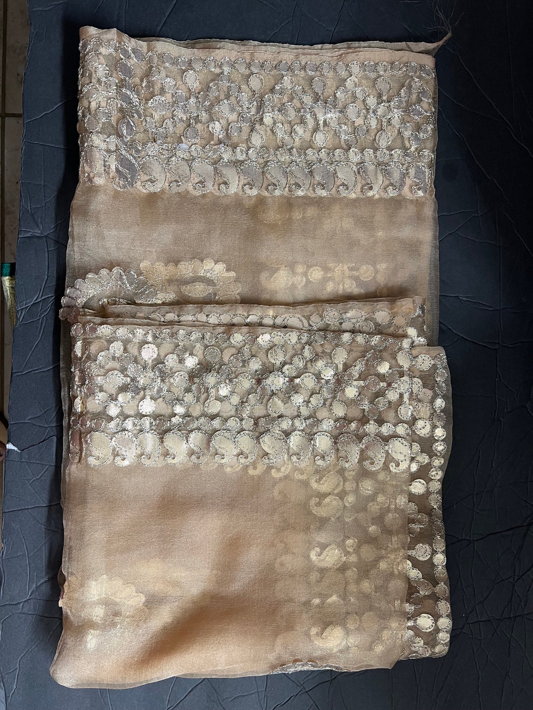 Golden Beige Dupatta Gota Patti Border - Etsy