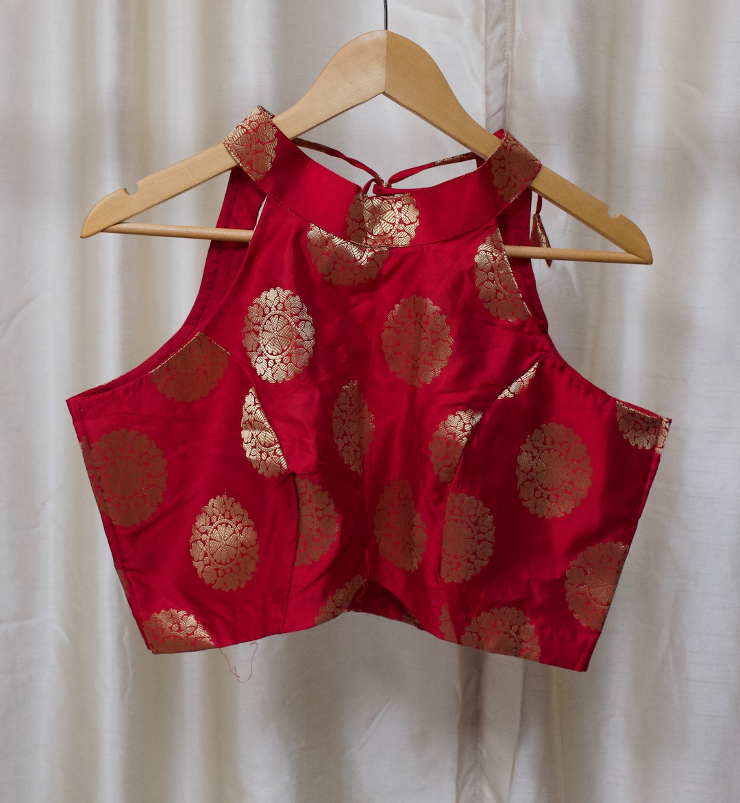Halter Neck/ Indian Saree/ Lehenga Choli Brocade Red Blouse - Etsy
