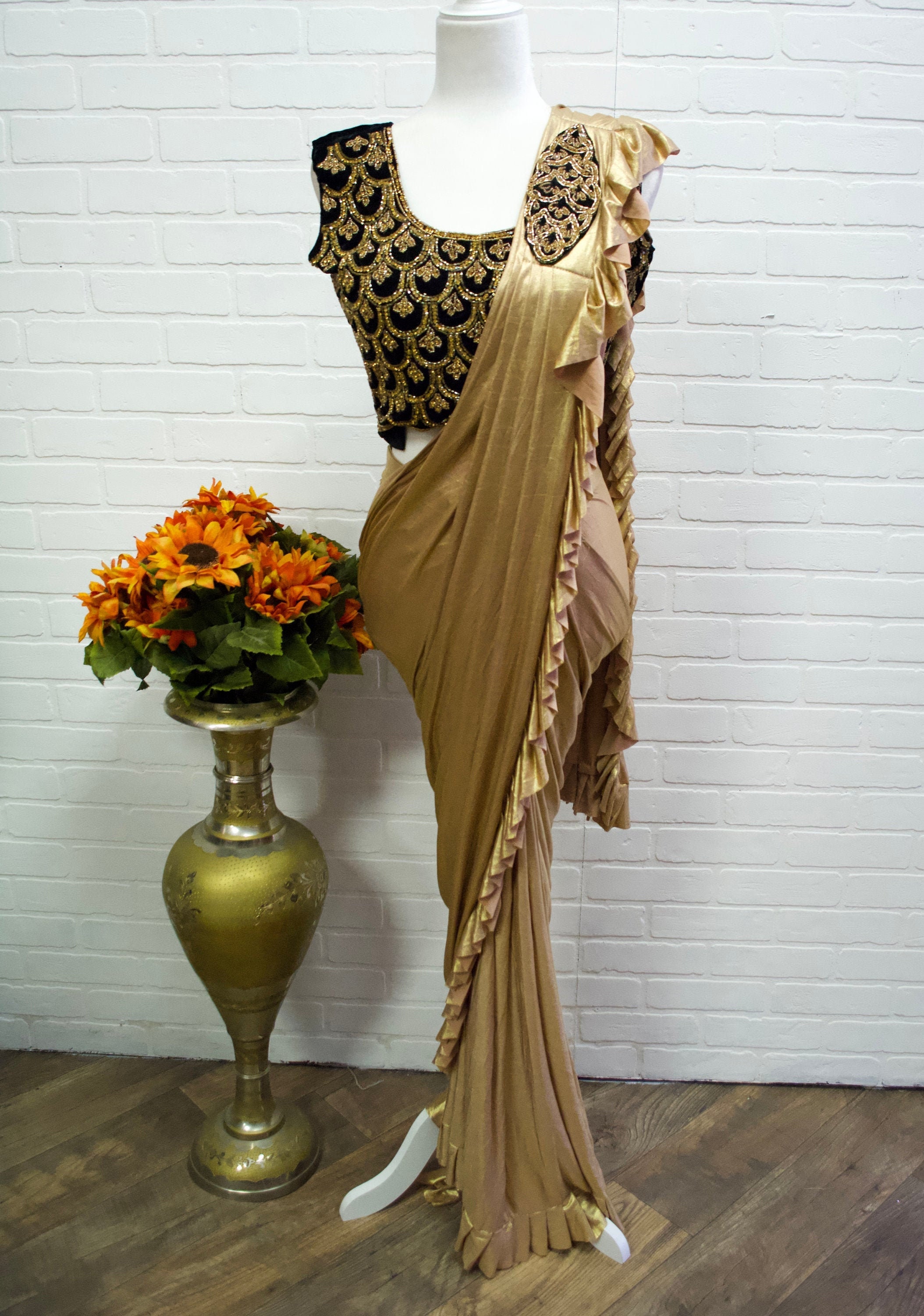 Indian Saree Sari Pre-stitched Pre-draped One Minute | Etsy