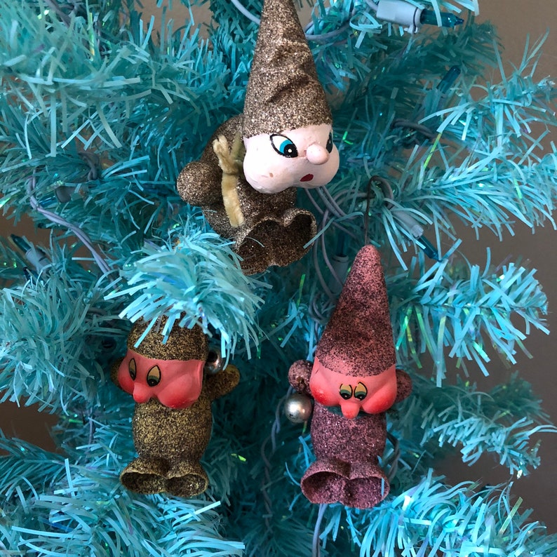 Vintage West German Paper Mache Gnome Dwarf Elf Ornaments - Etsy