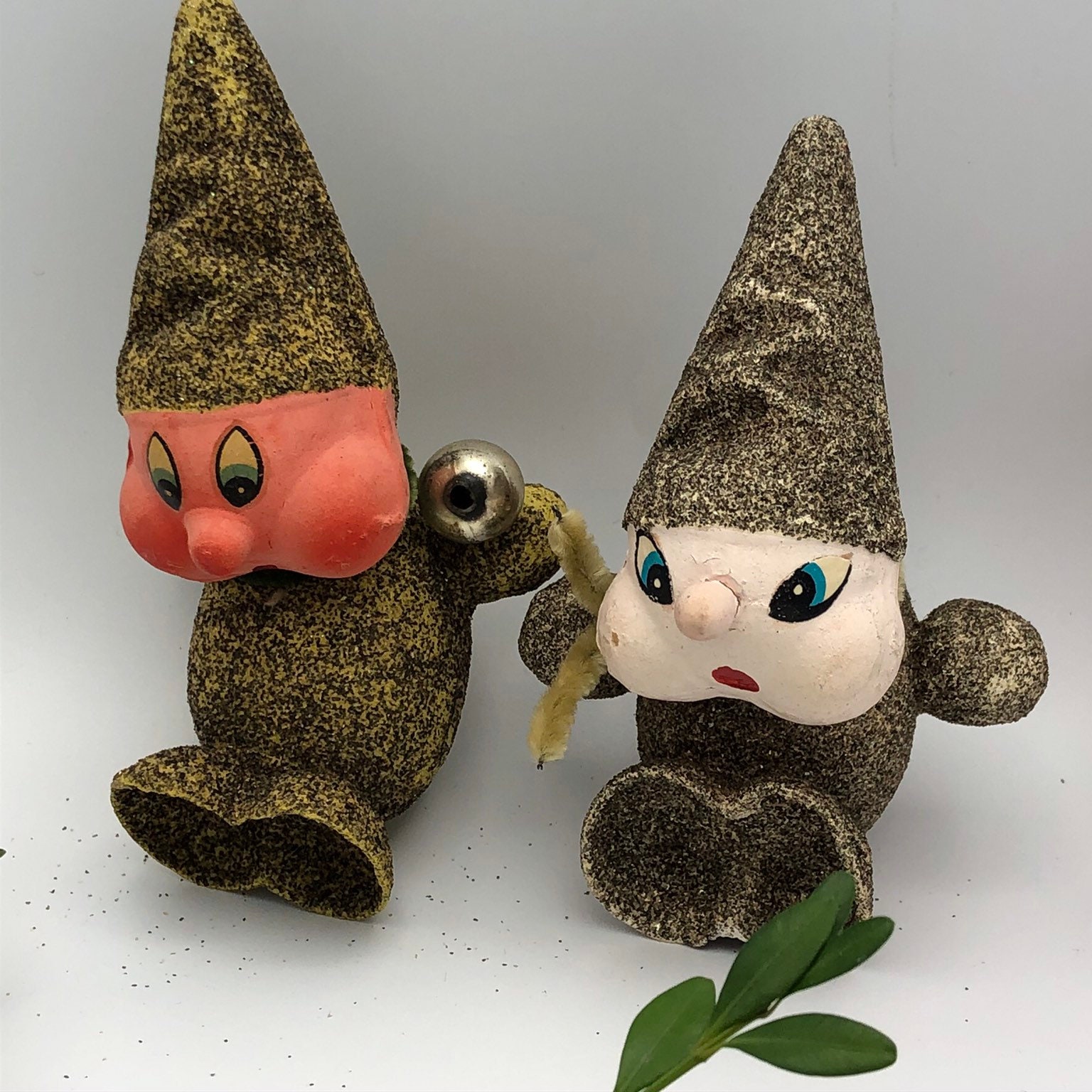 Vintage West German Paper Mache Gnome Dwarf Elf Ornaments - Etsy
