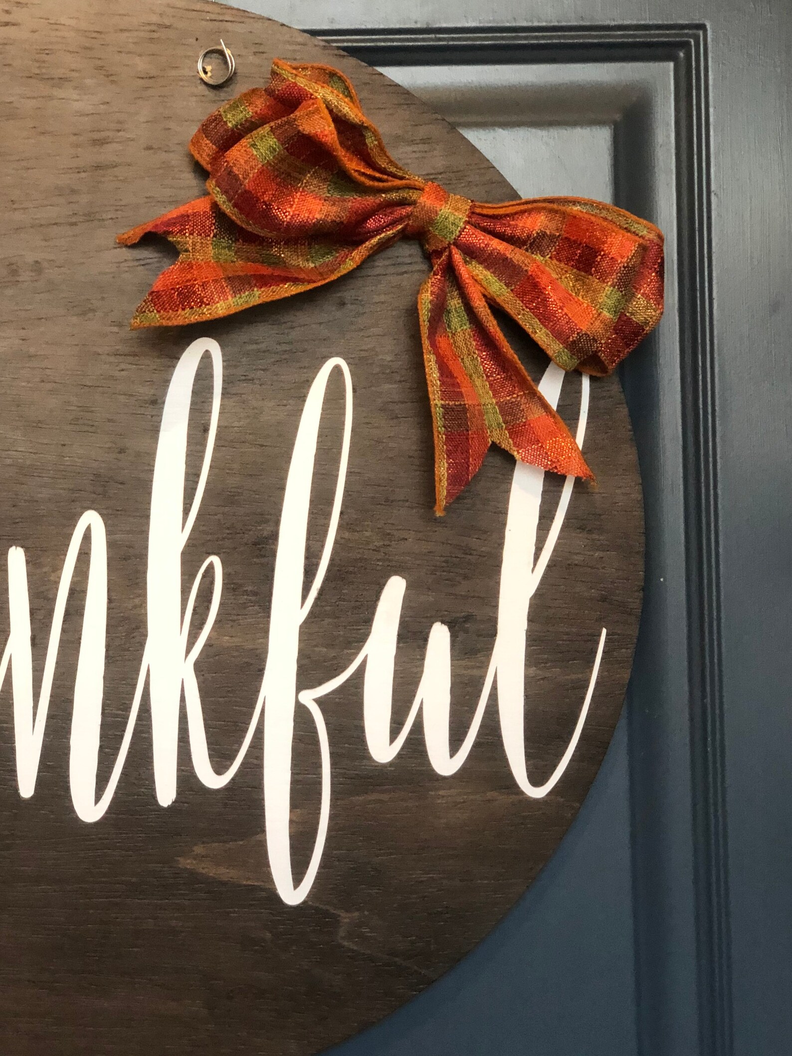 Thankful Door Hanger Thanksgiving Door Sign Wood door | Etsy