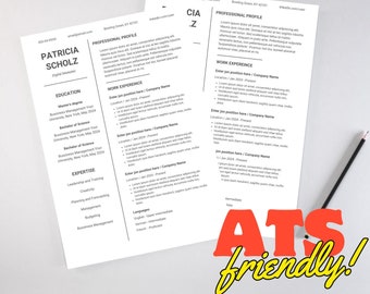 ATS Friendly Teacher CV Template Editable Resume Design for Canva ...