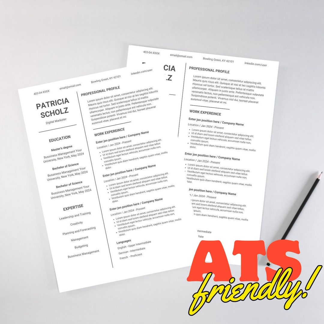 ATS Friendly Professional CV Template | Editable Resume Design for ...