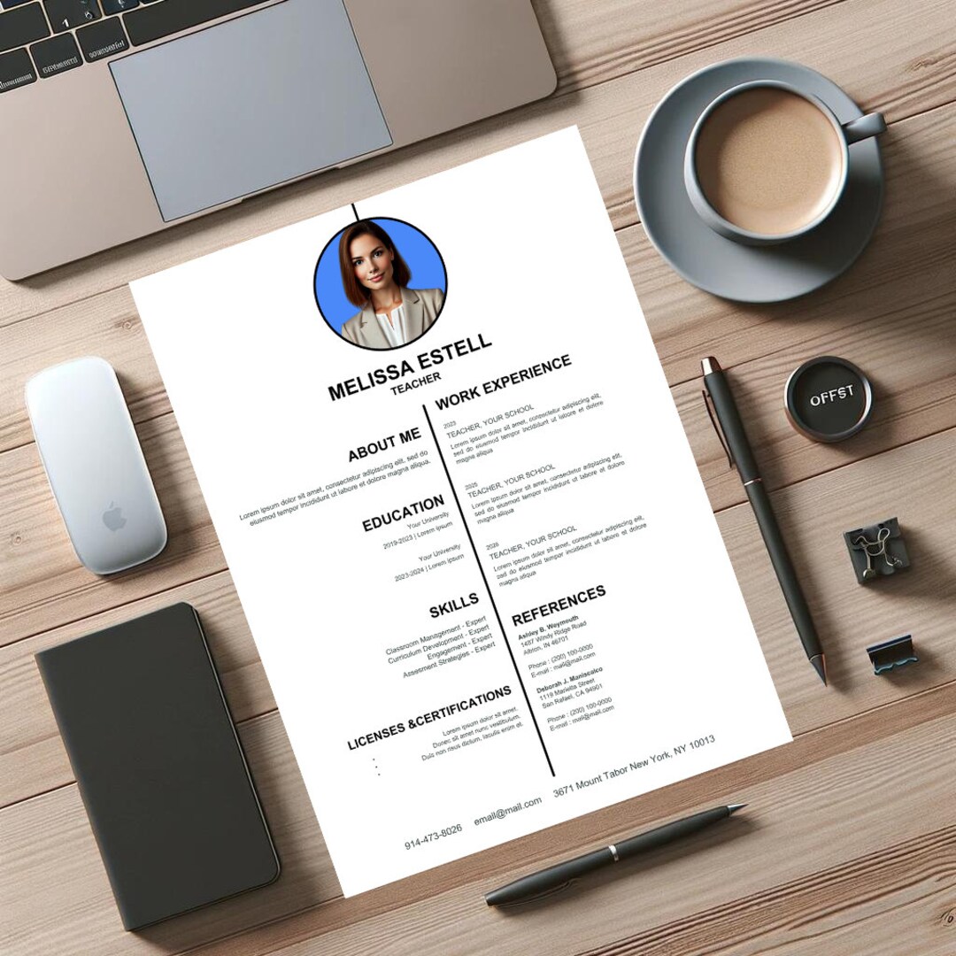 ATS Friendly Teacher CV Template | Editable Resume Design for Canva ...