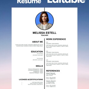 ATS Friendly Teacher CV Template Editable Resume Design for Canva ...