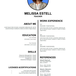 ATS Friendly Teacher CV Template Editable Resume Design for Canva ...