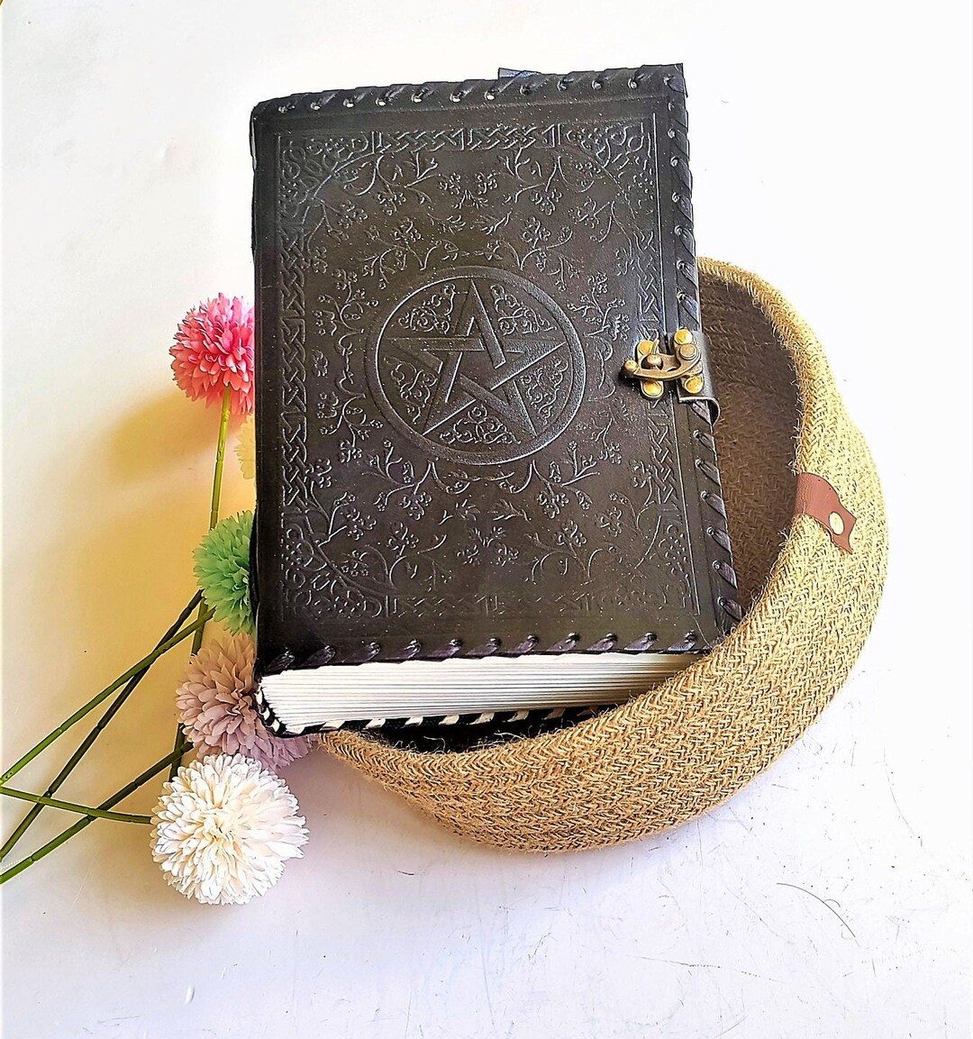1000 Pages Large Leather Journal With Lock, Embossed Handmade Leather ...
