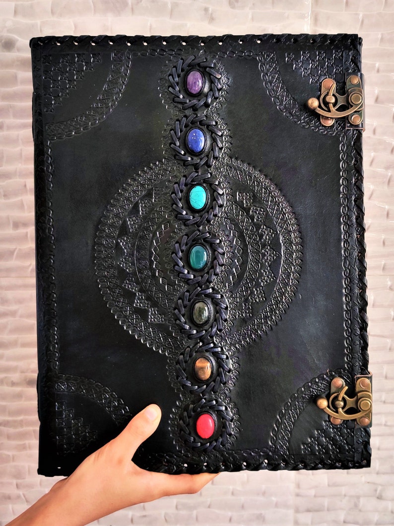 Extra Large Leather Journal Spell Book Chakra Journal Seven | Etsy