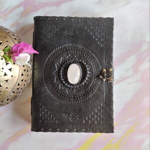 Pack of 2 Large Embossed Leather Journals, Stone Journals With Lock ...