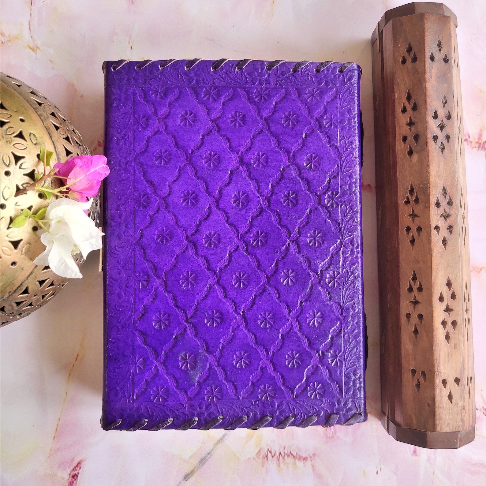 Pack Of 2 Large Embossed Leather Journals Leather Journal | Etsy