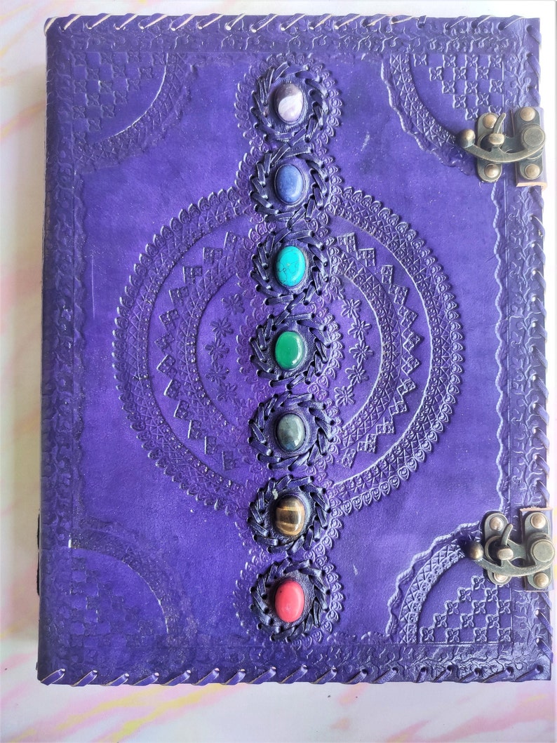 Extra Large Leather Journal Spell Book Chakra Journal Seven | Etsy