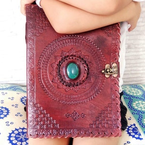 Large Leather Journal Diary With Lock, Embossed Diaries, Chakra Journal ...