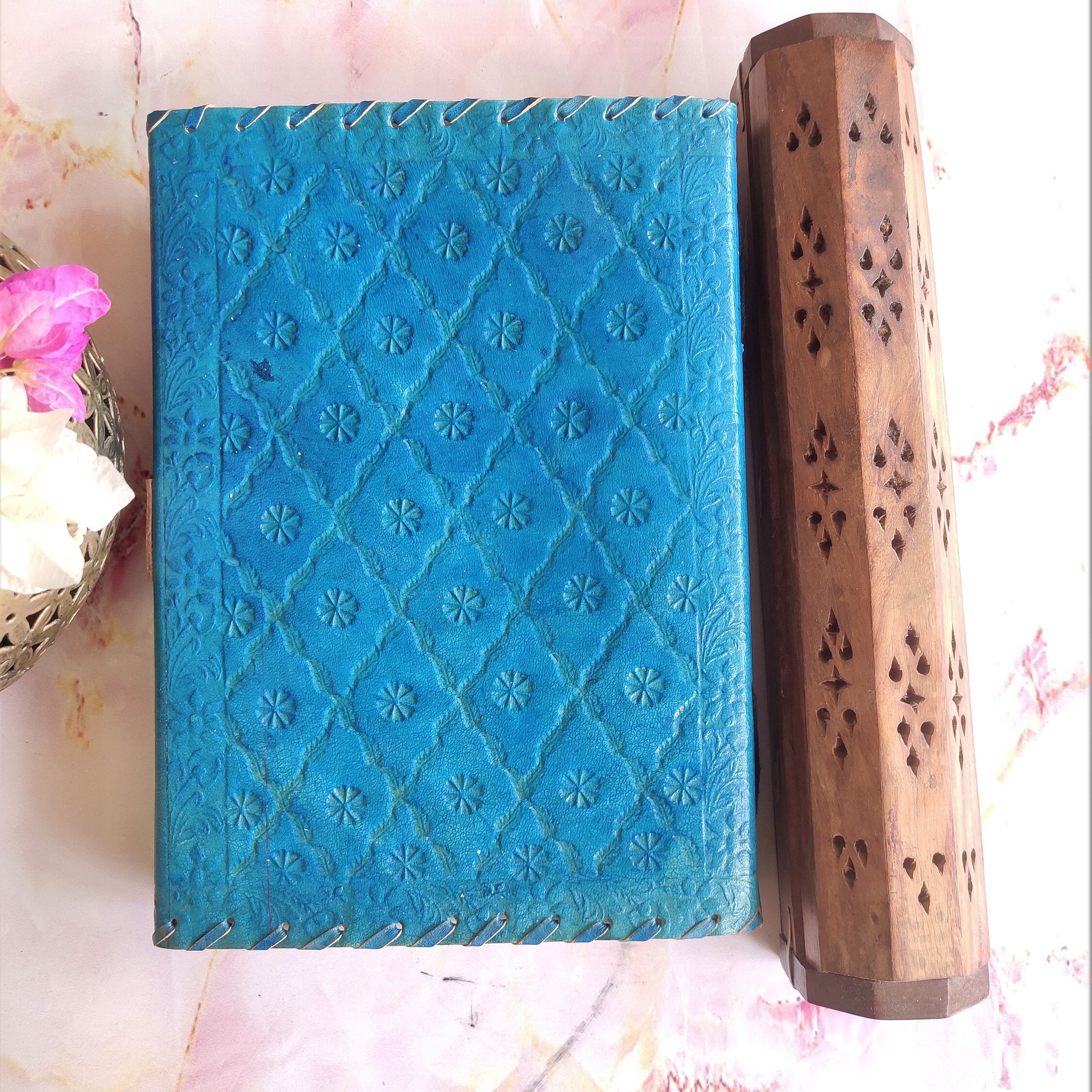 Pack of 2 Large Embossed Leather Journals With Lock Seven - Etsy