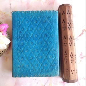 Pack of 2 Large Embossed Leather Journals, Stone Journals With Lock ...