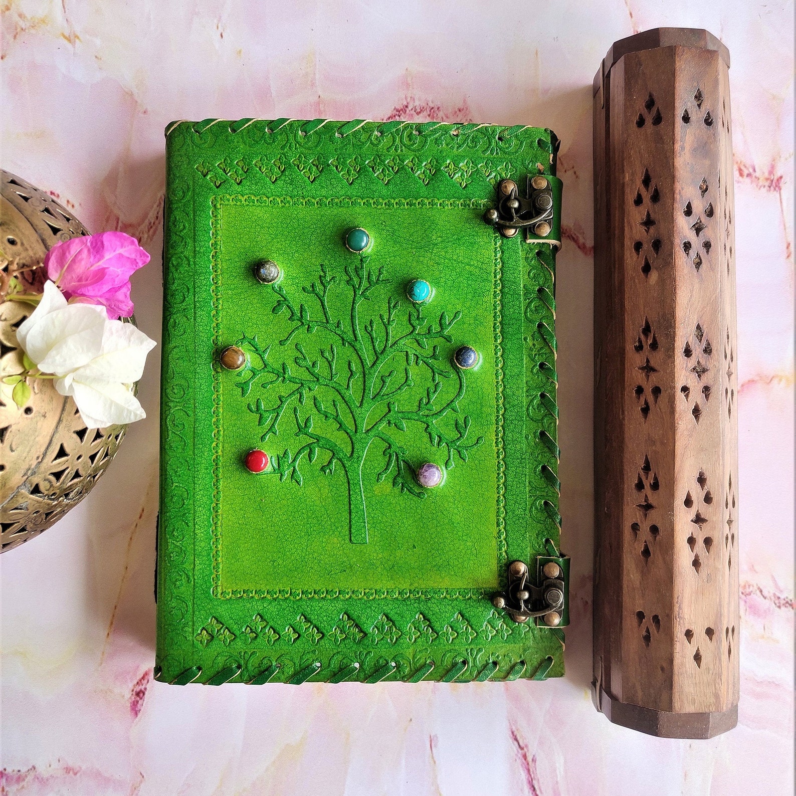 Pack of 2 Large Embossed Leather Journals Leather Journal - Etsy