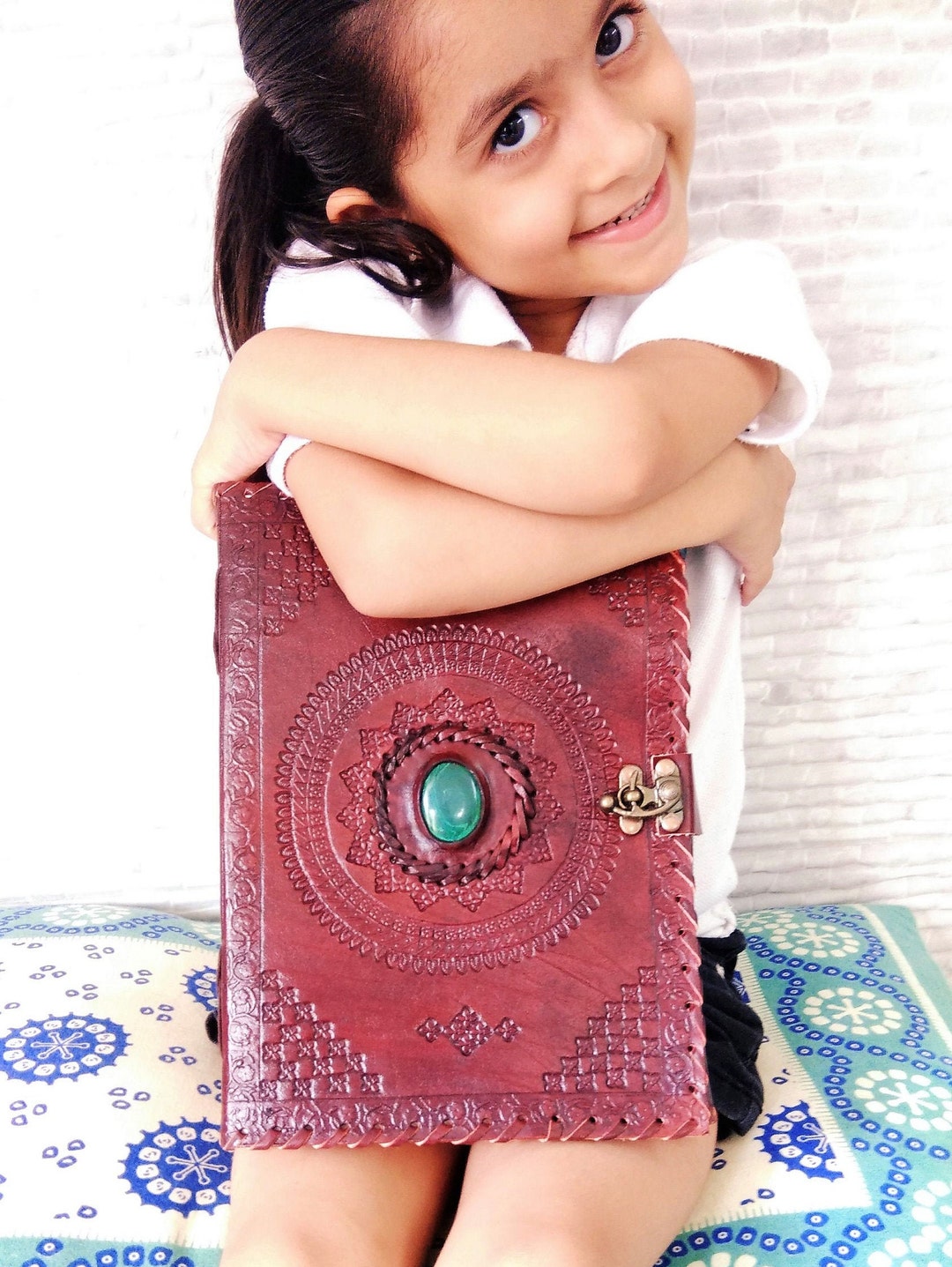 Large Leather Journal Diary With Lock, Embossed Diaries, Chakra Journal ...