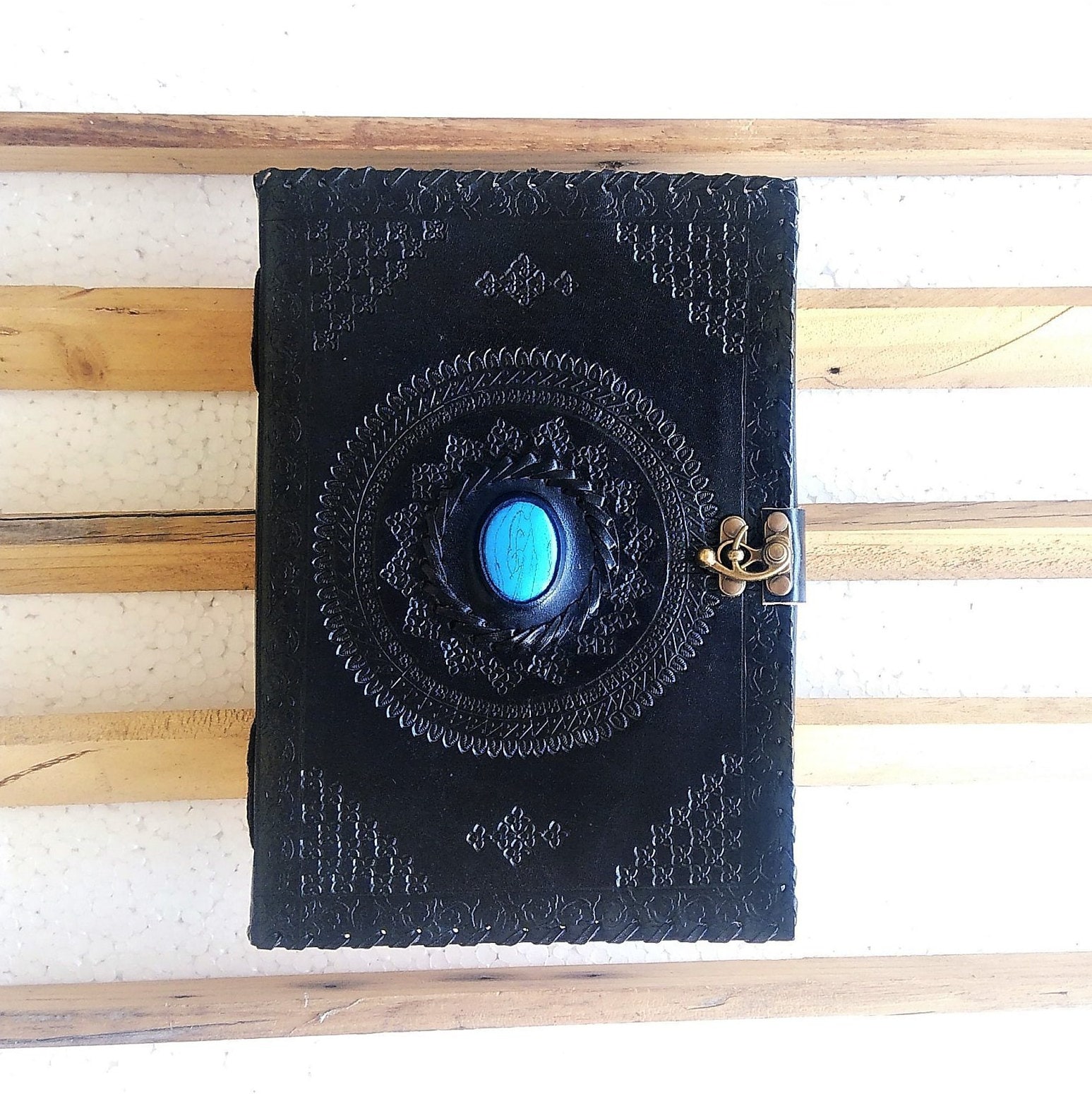 Large Handmade Leather Journal with Lock Leather Grimoire | Etsy