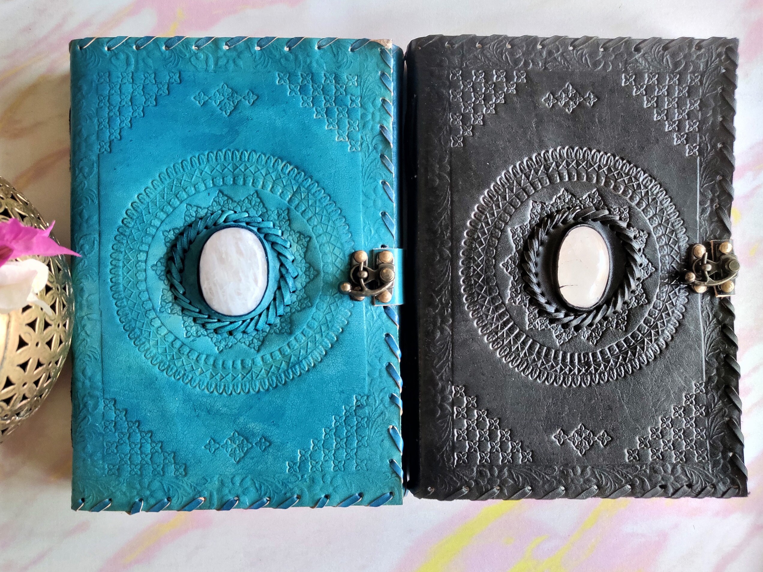 Pack Of 2 Large Embossed Leather Journals Stone Journals with | Etsy