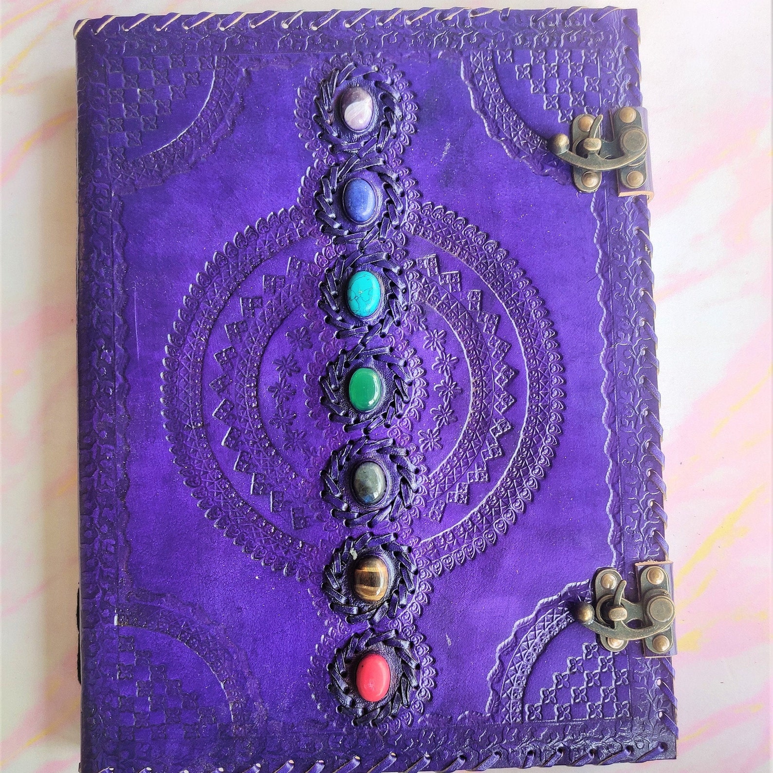 Extra Large Leather Journal Spell Book Chakra Journal Seven - Etsy
