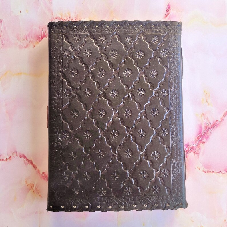 Large Leather Journal With Lock, Embossed Handmade Leather Grimoire ...