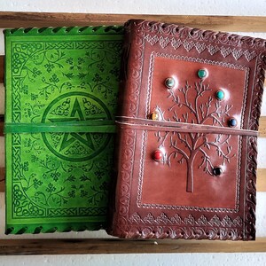 Pack of 2 Handmade Leather Journals, Tree Embossed Journal, Celtic ...