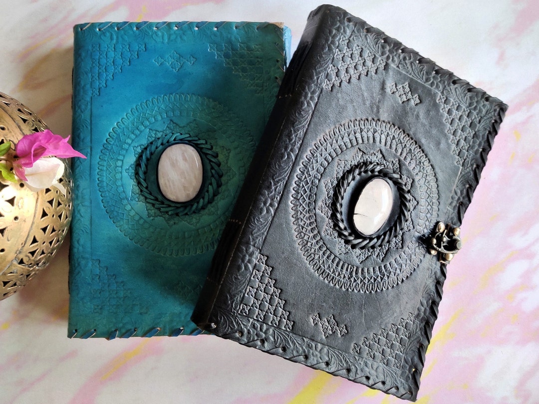 Pack of 2 Large Embossed Leather Journals, Stone Journals With Lock ...