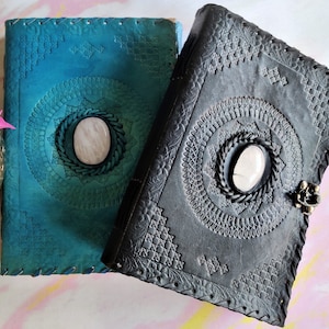 Pack of 2 Large Embossed Leather Journals, Stone Journals With Lock ...