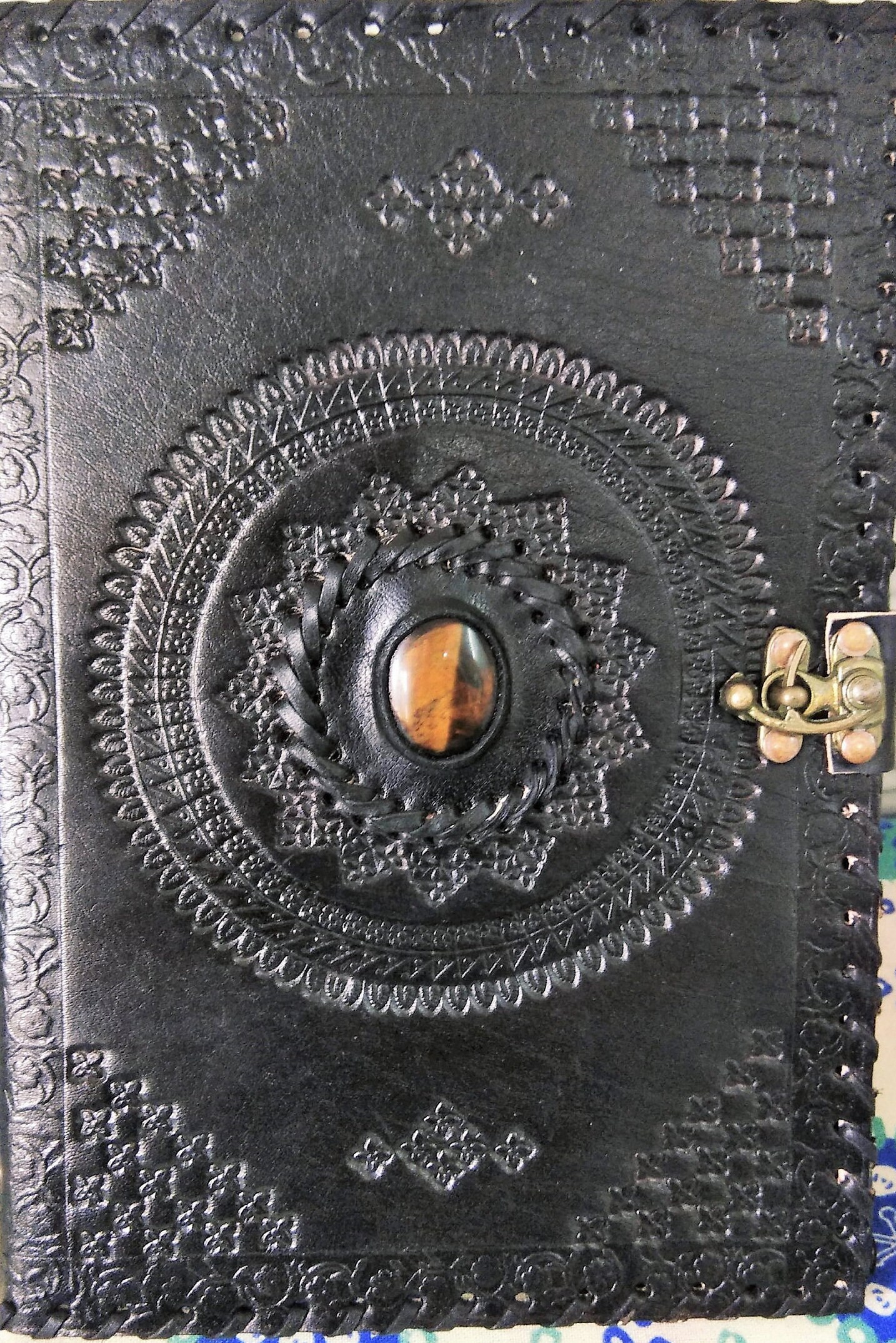 Large Leather Journal With Lock Embossed Handmade Leather - Etsy UK