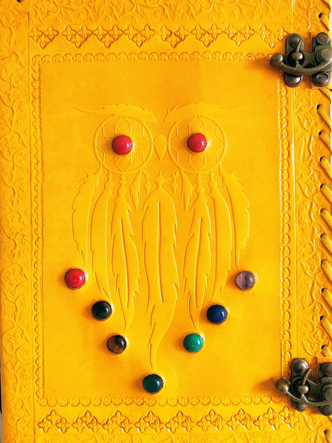 Owl Embossed Leather Journal With Lock, Handmade Journal Drawing ...