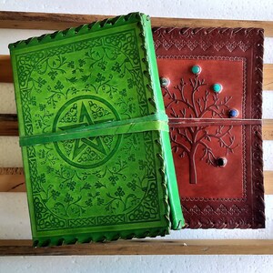 Pack of 2 Handmade Leather Journals, Tree Embossed Journal, Celtic ...