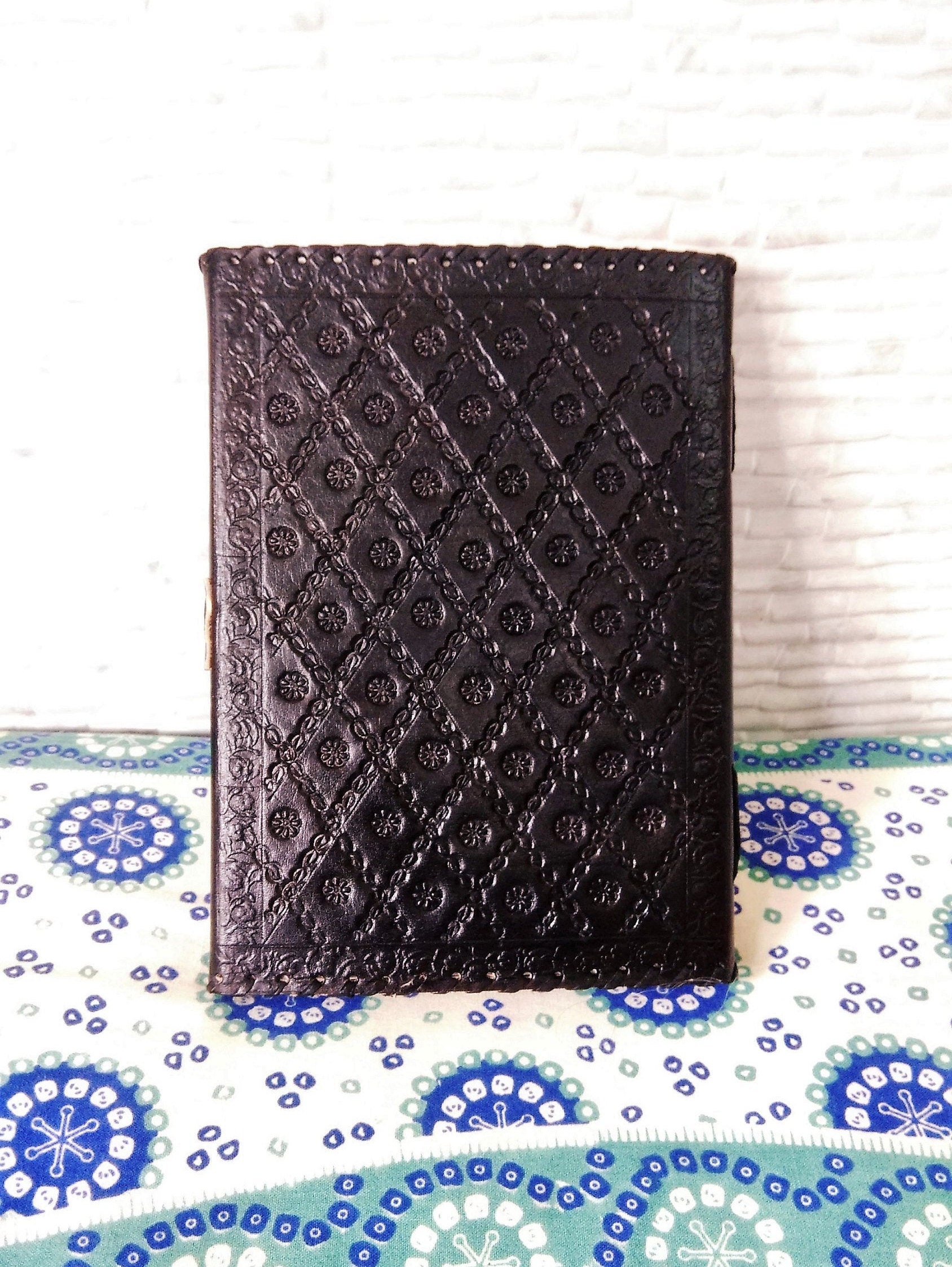 Large Leather Journal With Lock Embossed Handmade Leather - Etsy UK