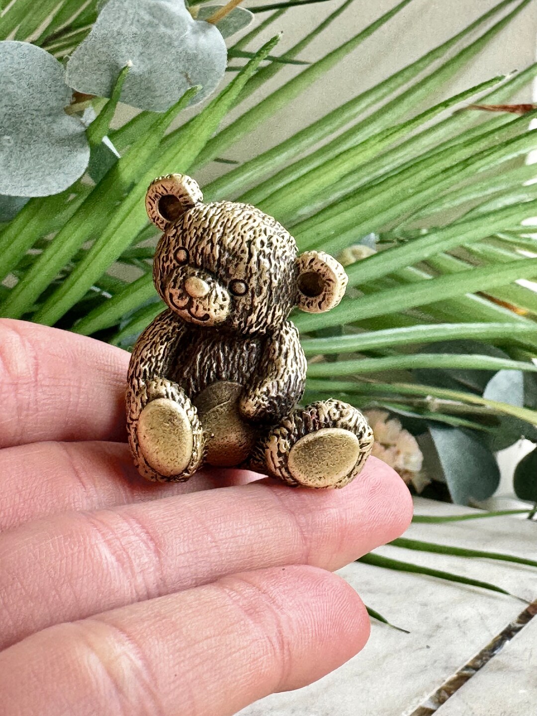 Vintage Style Solid Brass Cute Miniature Teddy Bear, Metal Retro ...